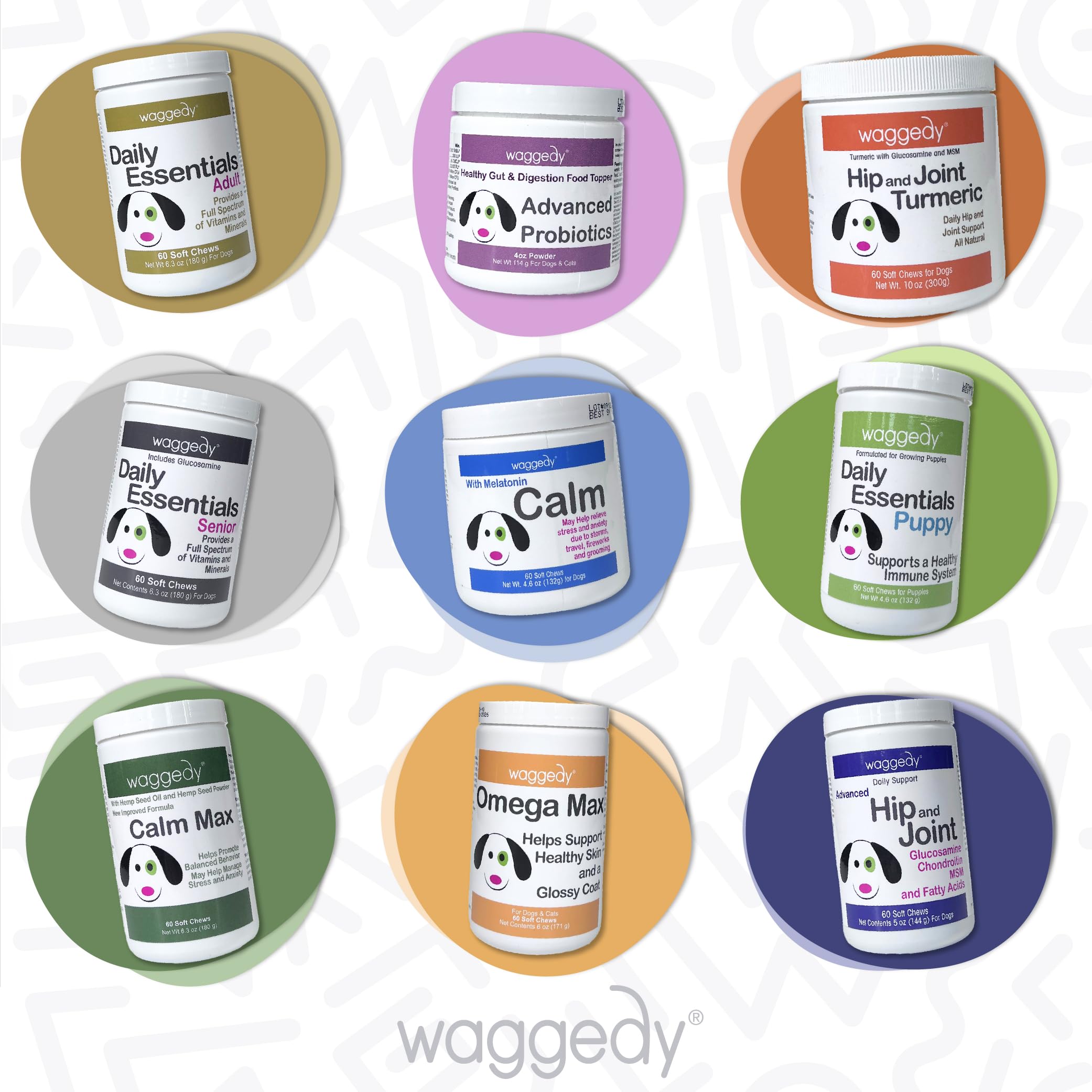waggedy Great Start Puppy Bundle Multivitamin & Calm Aid – Large or Small Breed Puppy Supplement: Stress, Anxiety, Joint, & Immune System Support (One to Two Month Supply) 120 Puppy Treats