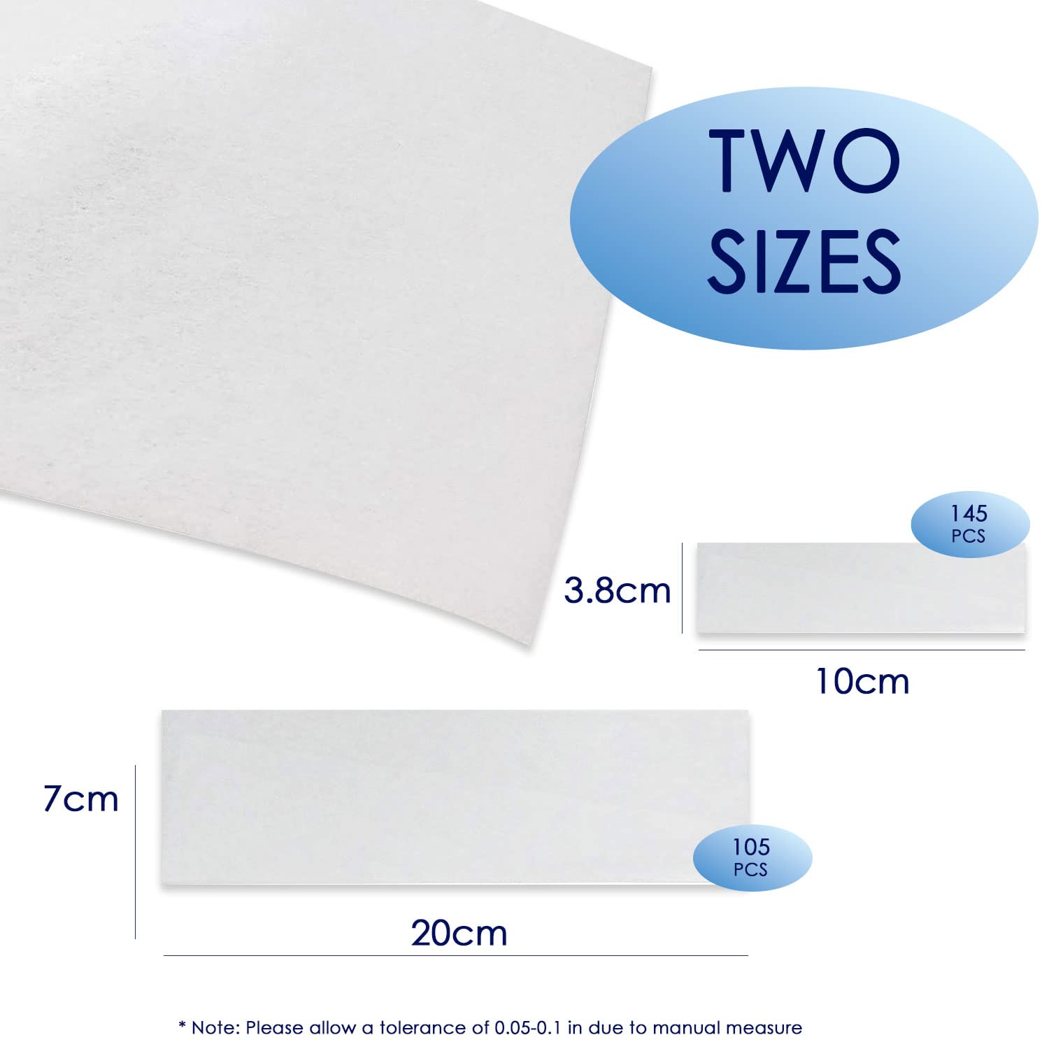 Non Woven Wax Strips 250 Pieces, Body and Facial Wax Strips for Hair Removal (Does Not Contain Wax) , Large 2.8β x 7.9β and Small 1.5β x 3.9β Waxing Strips