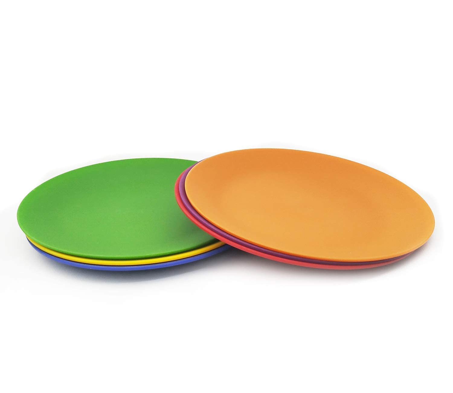 KX-WARE Unbreakable 24-piece Plastic Dinnerware set, Reusable Plates and Bowls, Basic Color