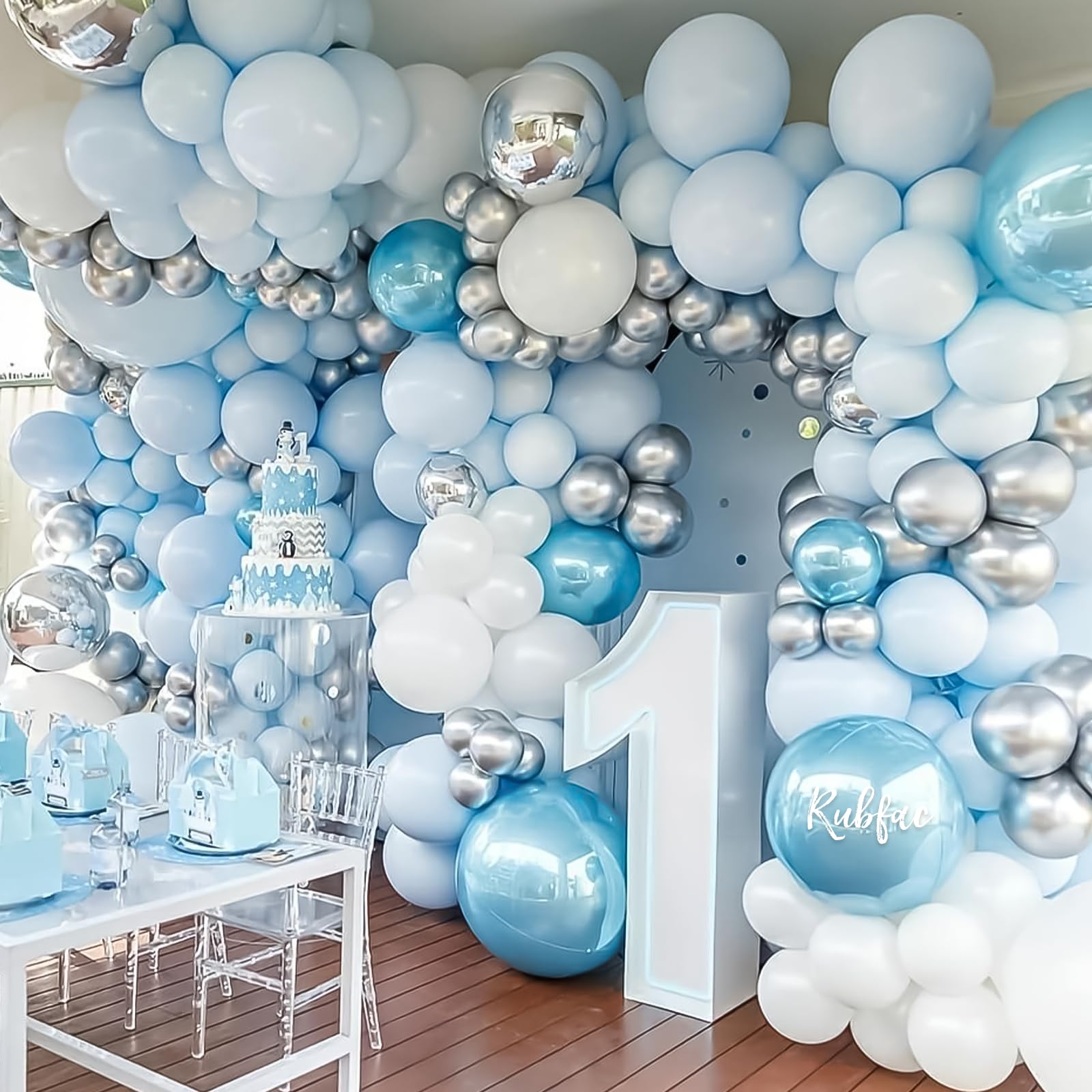 RUBFAC 154pcs Silver Balloons Different Sizes 18 12 10 5 Inches for Garland Arch, Chrome Metallic Silver Balloons for Birthday Baby Shower Graduation Wedding Anniversary Party Decorations