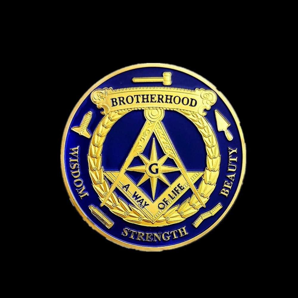 Patpaw Masonic Challenge Coin Brotherhood Freemasons Gold Blue Freemasonry Coin