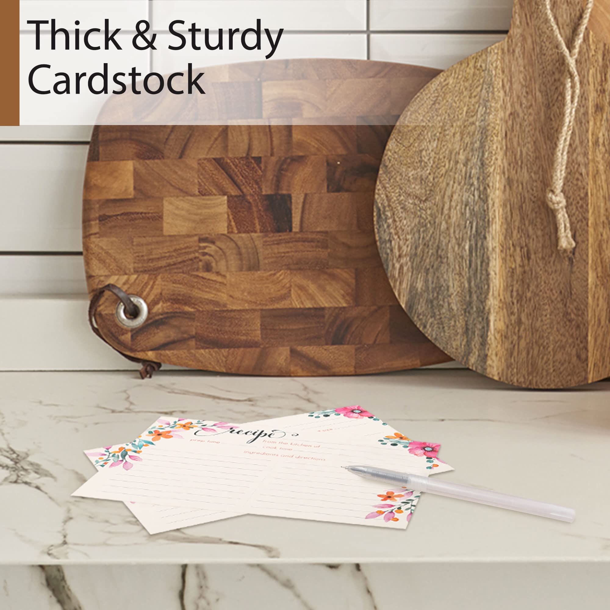 LotFancy Recipe Cards, 4x6 Inch, 60 Count, Double Sided, Blank Recipe Cardstock, Floral Recipe Index Cards