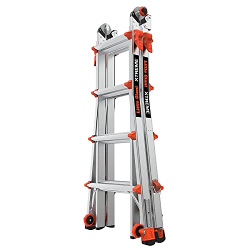 Little Giant Ladder Systems Xtreme 2.0, M17, 17ft, Multi-Position Ladder with Trestle Brackets and Ratchet Levelers, Aluminum, Type 1A, 300 lbs Weight Rating, (12817-801)