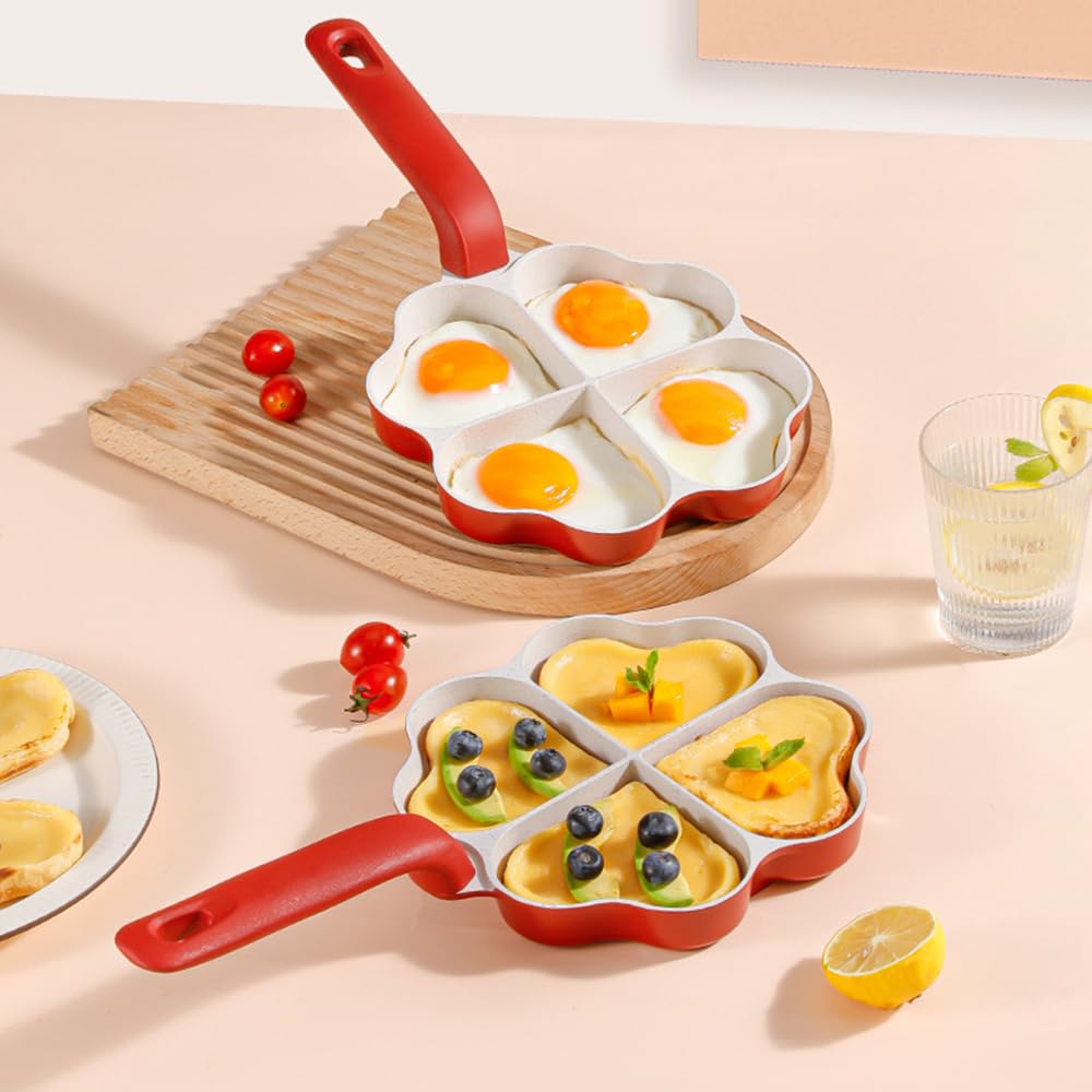 Nonstick Egg Frying Pan, UNOCHRIM 4-Cup Omelette Pan, 7.5 Inches Granite Pancake Pan, Aluminium Multi Breakfast Pan for Cooking Eggs, Pancakes and Shrimps, Compatible with All Stoves and Induction