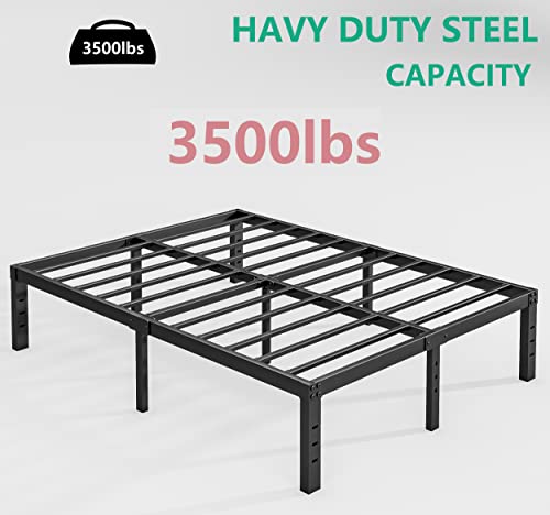 Sementa King-Bed-Frames 16 Inch High Heavy Duty-Platform-Mattress-Foundation - No Box Spring Needed,Storage Underneath,Easy Assembly,Noise Free,Black