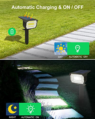 LOTMOS 6 Pack Solar Landscape Spotlights Outdoor, [48 LED/3 Modes] 2-in-1 Solar Spot Lights Outdoor, Auto On/Off IP67 Waterproof Solar Powered Wall Lights for Front Door, Backyard, Garage, Deck…