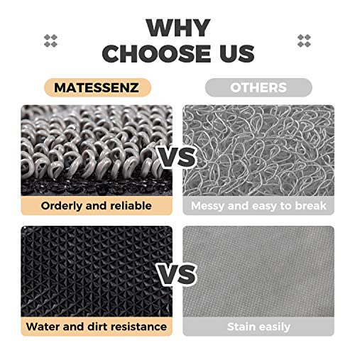 MatEssenz Front Door Mat, Durable Hello Door Mat Outdoor, Resist Dirt Welcome Mat for Shoes Scraper, Low Profile Indoor Door Mats, Doormat for Entrance, Garage, High Traffic Area(17X30, Grey)