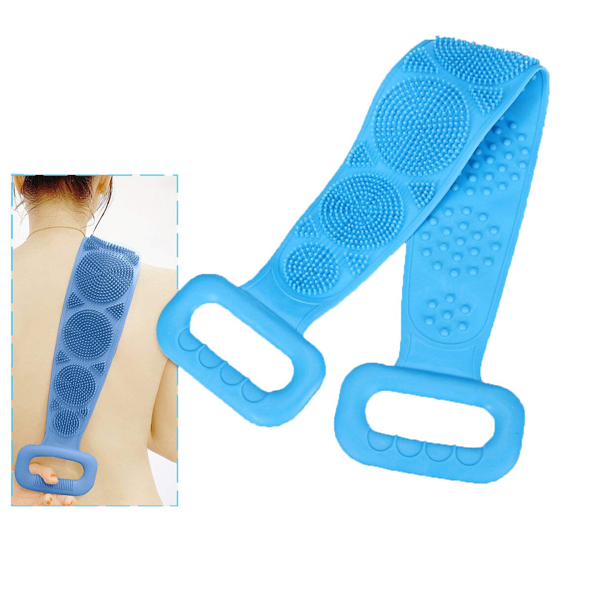 Multi-Colors Silicone Bath Towel Double-Sided Bath Rub Back Massage Body Cleaning Accessories (Color : Green)