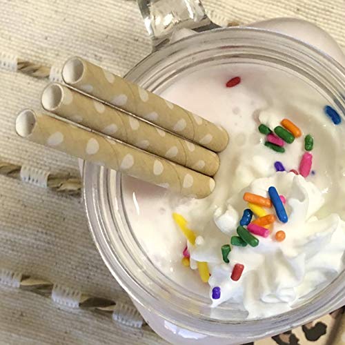 Kraft Brown Paper Straws - Polka Dot Drinking Straws - 7.75 Inches - 50 Pack Outside the Box Papers Brand