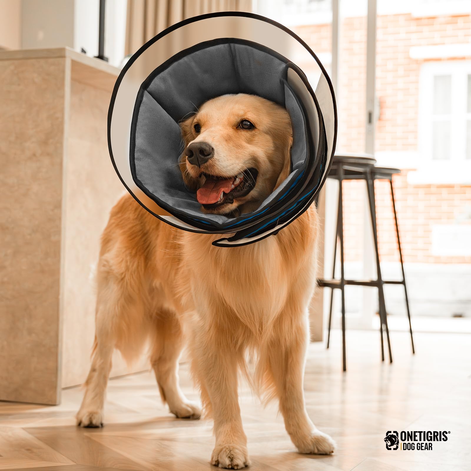 Soft Dog Cone Collar for Dogs After Surgery, OneTigris Adjustable Head Cone for Large Dogs, Neck Cone Alternative Elizabethan Dog Recovery Collars Prevent Licking (XL(Neck: 17.5"- 20.5"))