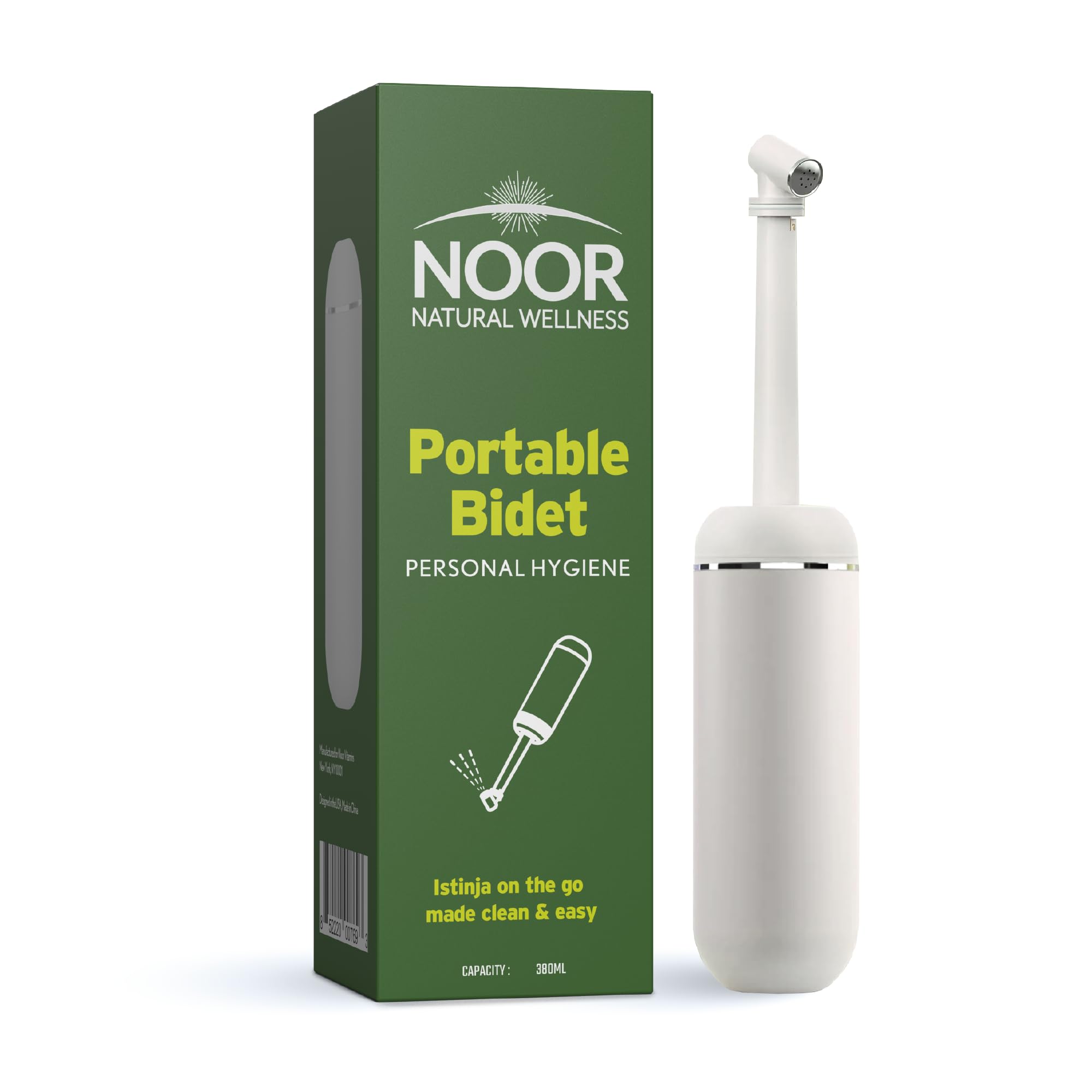 Portable Bidet Sprayer - 13oz Leakproof & Durable Handheld Travel Bidet by Noor - Eco-Friendly & Discreet Peri Bottle for Personal Hygiene On-The-Go - Reusable Handheld Bidet for Out-of-Home Use