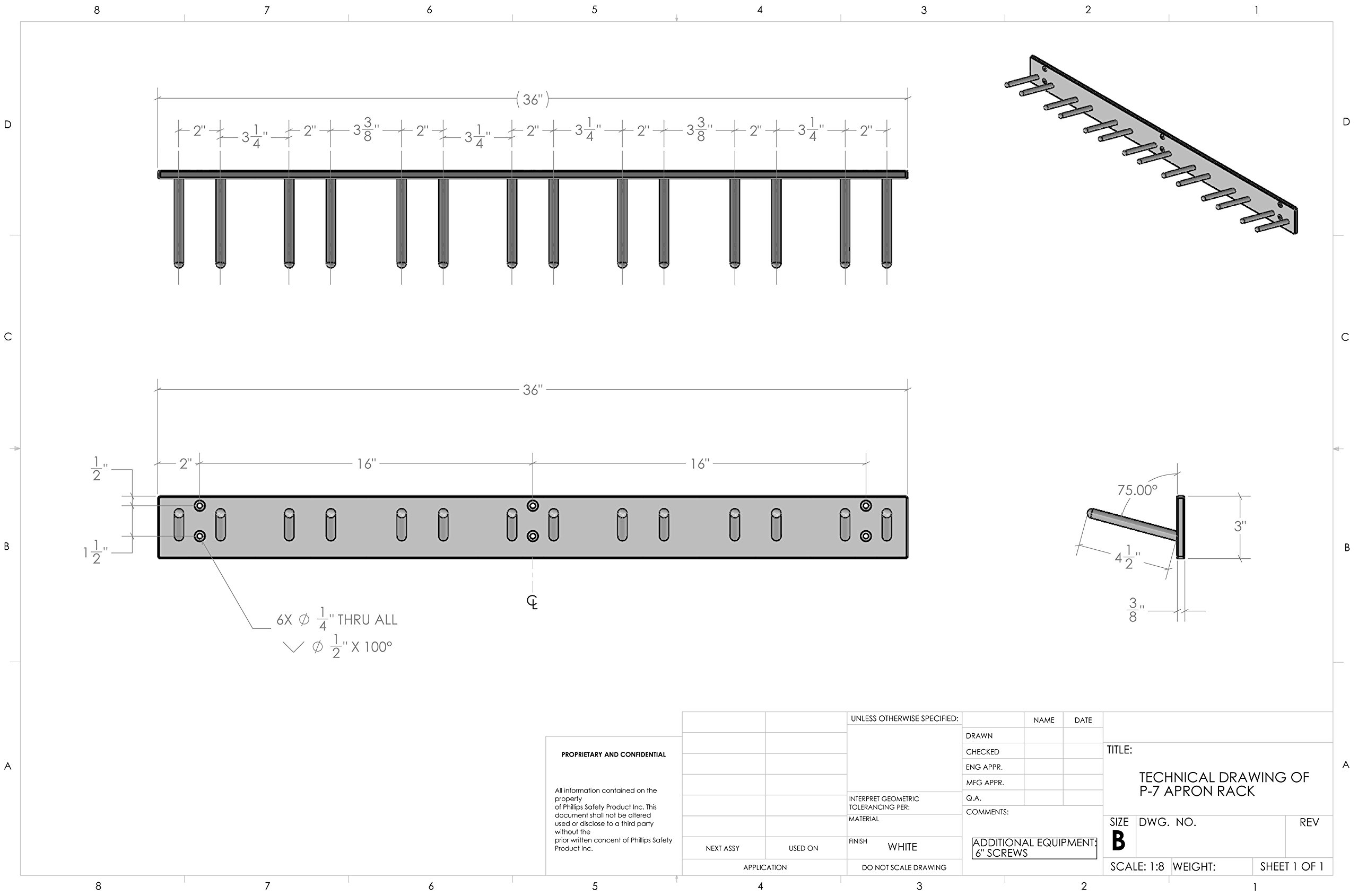 Wall Mounted Lead Apron Rack - Fourteen Pegs