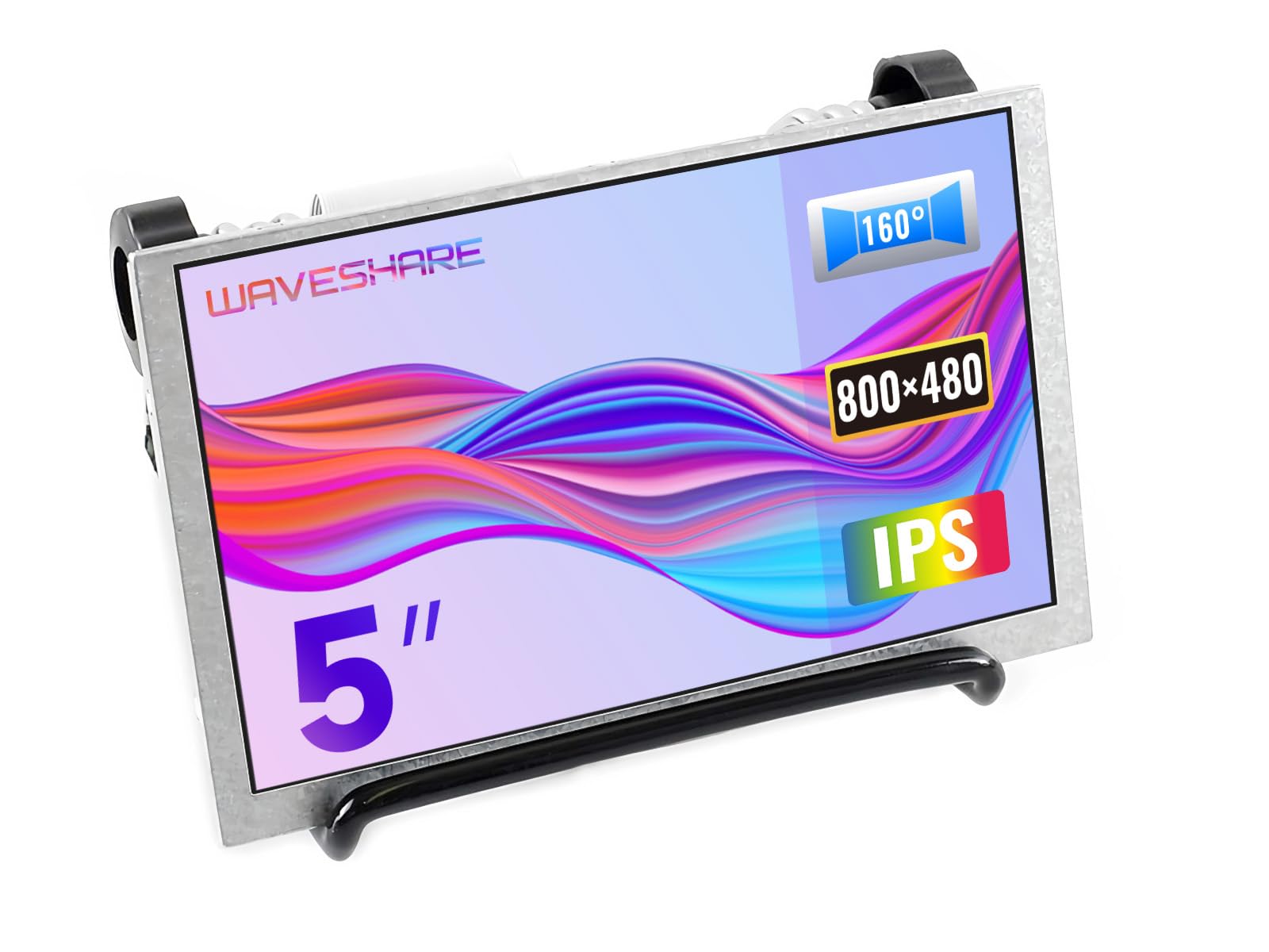 Waveshare 5inch Display Compatible with Raspberry Pi 5/4B/3B/Zero/Zero W/Zero 2W/Pico/Pico W/Pico WH 800×480 Resolution DPI Interface IPS No Touch