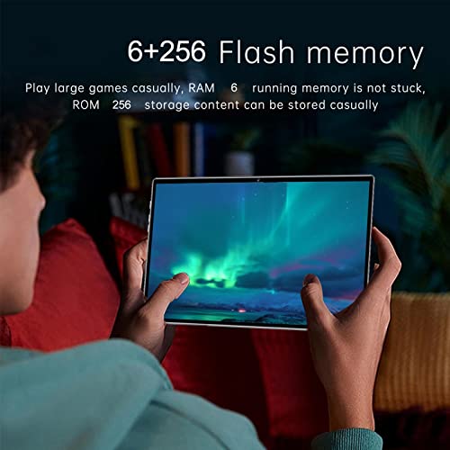 Naroote 10 Inch Tablet, Tablet PC 6G RAM 256G ROM 100-240V 5G WiFi Home Dual Band (Gold)