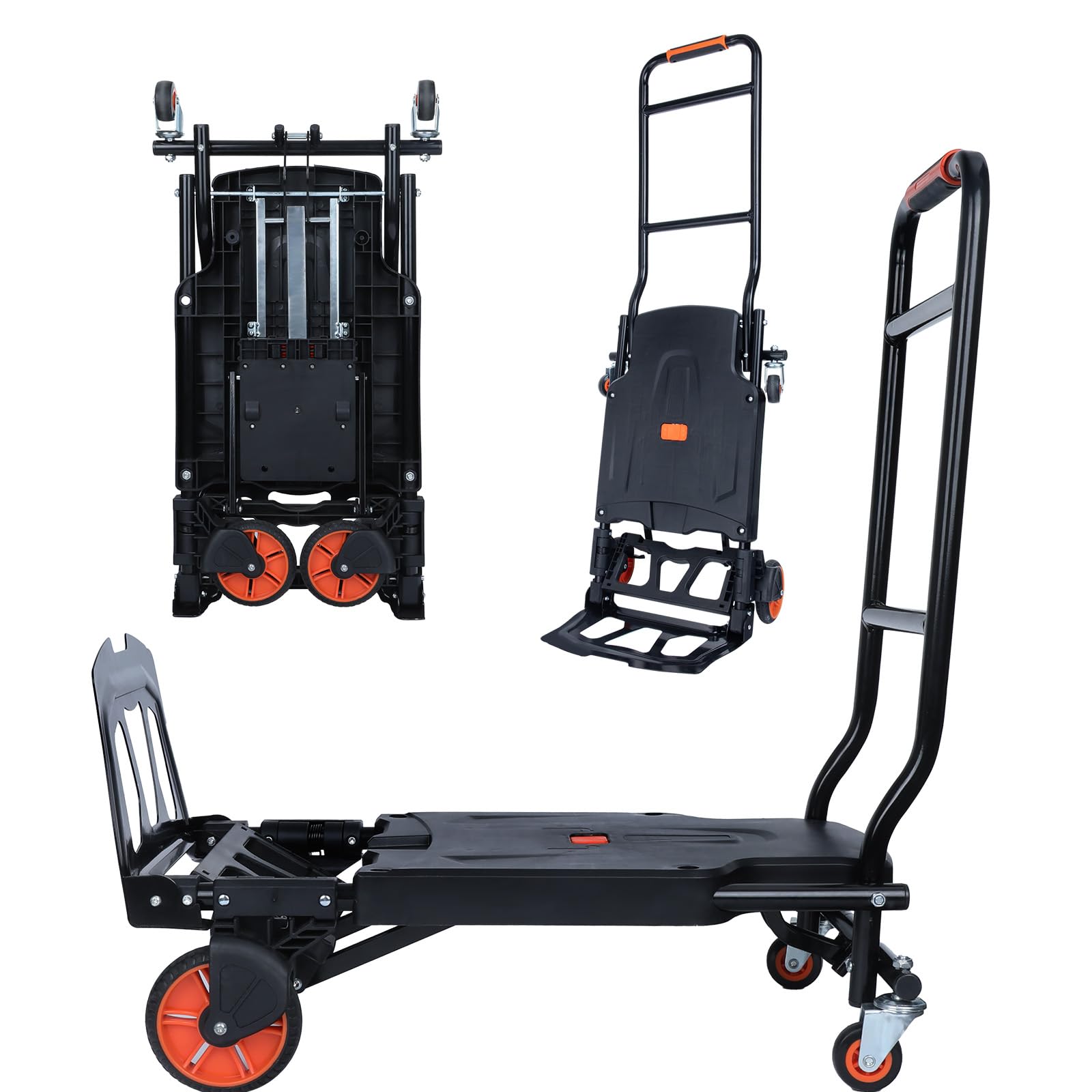 Nellyke 2 in 1 Hand Truck Dolly Foldable,350LB Capacity Folding Hand Cart,Heavy Duty Hand Truck Foldable Dolly with Handle,Folding Dolly Trolley with Wheels for Moving