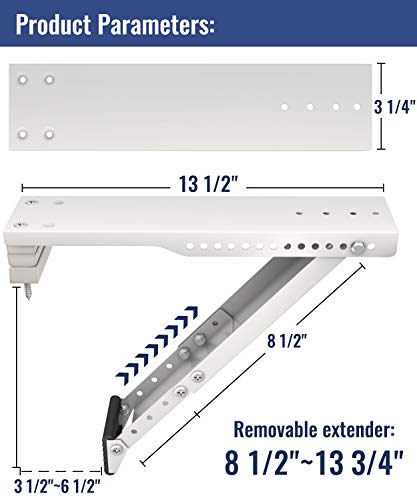 LuckIn Window Air Conditioner Support Bracket, Universal for 5,000-12,000 BTU AC Units, Up to 85lbs, Adjustable Extender Leg & Megnetic Spirit Level