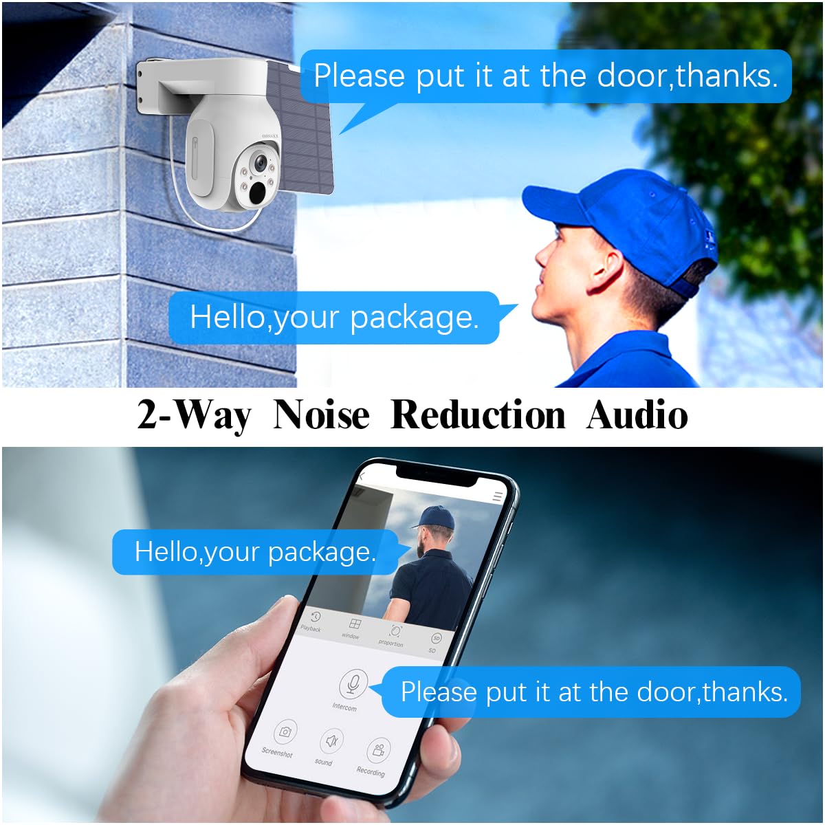 OOSSXX (PT Digital Zoom 100% Wire-Free) 2-Way Audio Wireless Solar Cameras, Solar Battery PIR Detection Outdoor Wireless Security Camera System Video Surveillance System (4-Cams 63G)