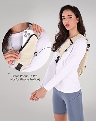 ODODOS Crossbody Sling Bag with Adjustable Straps Small Backpack Lightweight Daypack for Casual Hiking Outdoor Travel, Ivory