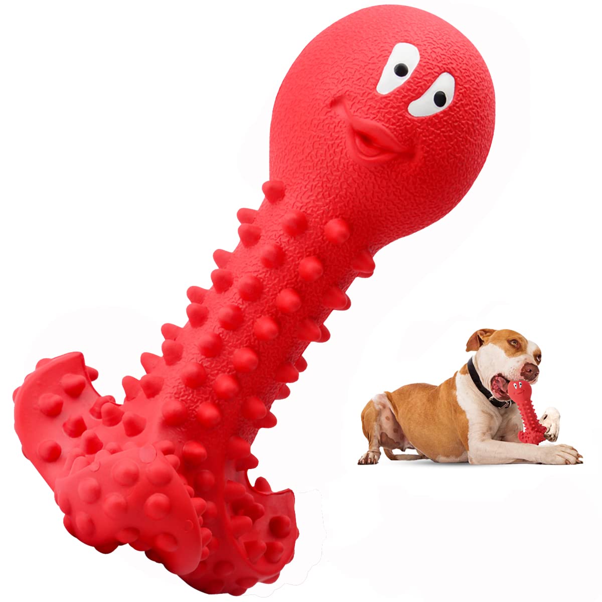 Wieppo Squeaky Dog Toys for Aggressive Chewers Large Breed, Medium Dogs, Natural Durable Rubber Dog Chew Toys