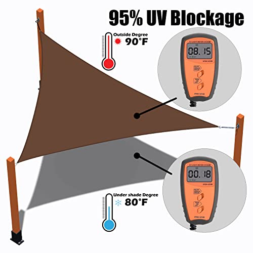 Royal Shade 24' x 24' x 24' Brown Triangle Sun Shade Sail Canopy Outdoor Patio Fabric Screen Awning RTAPT24-95% UV Blockage, Heavy Duty, Water & Air Permeable (We Make Custom Size)
