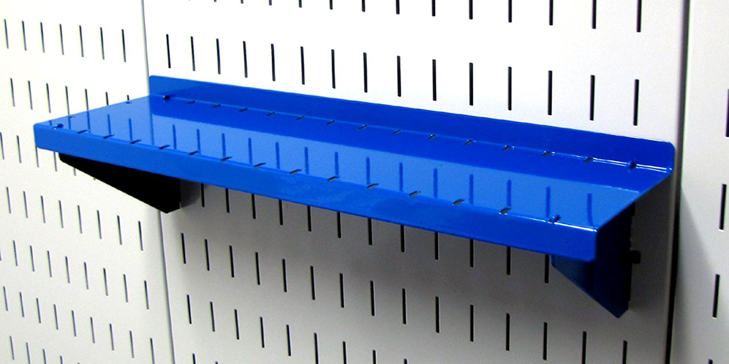 Wall Control Pegboard Shelf 4in Deep Pegboard Shelf Assembly for Wall Control Pegboard and Slotted Tool Board – Blue