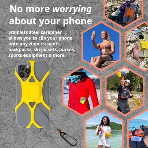 Pulpo Safety Cell Phone Leash - Anti-Drop Cell Phone Harness Compatible with Most Smartphones - Heavy Duty Retractable Tether - Anti Theft Phone Strap Lightweight Case Friendly Leash - Annoying Orange