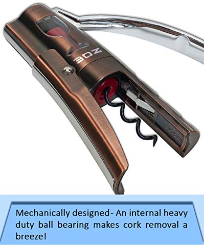 Manual Wine Opener Quality Vertical Lever Corkscrew Wine Bottle Opener with Foil Cutter easy to use lever corkscrew (BRONZE)