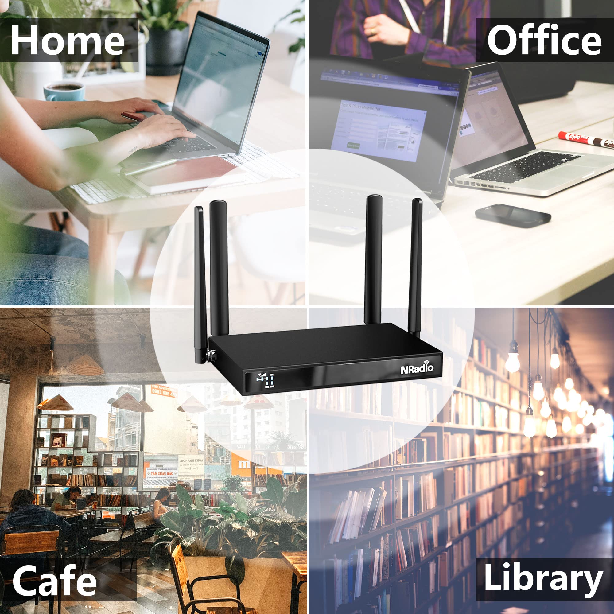 NRadio 4G LTE Router, AC1200 Unlocked 4G LTE Modem Router with SIM Card Slot, 1200Mbps, EC25-AFXD Qualcomm Chipset, Dual-Band 4G Router Cellular Backup, 4 Foldable Antennas (C4800)