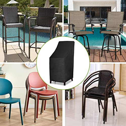 MAVINCHER Stackable Patio Chair Covers, High Back Outdoor Chair Covers, 600D Heavy Duty Waterproof Lawn Outside Barstool Furniture Covers,Fits for 4-6 Stackable Dining Chairs,27"W x 27"D x 49"H,2 Pack