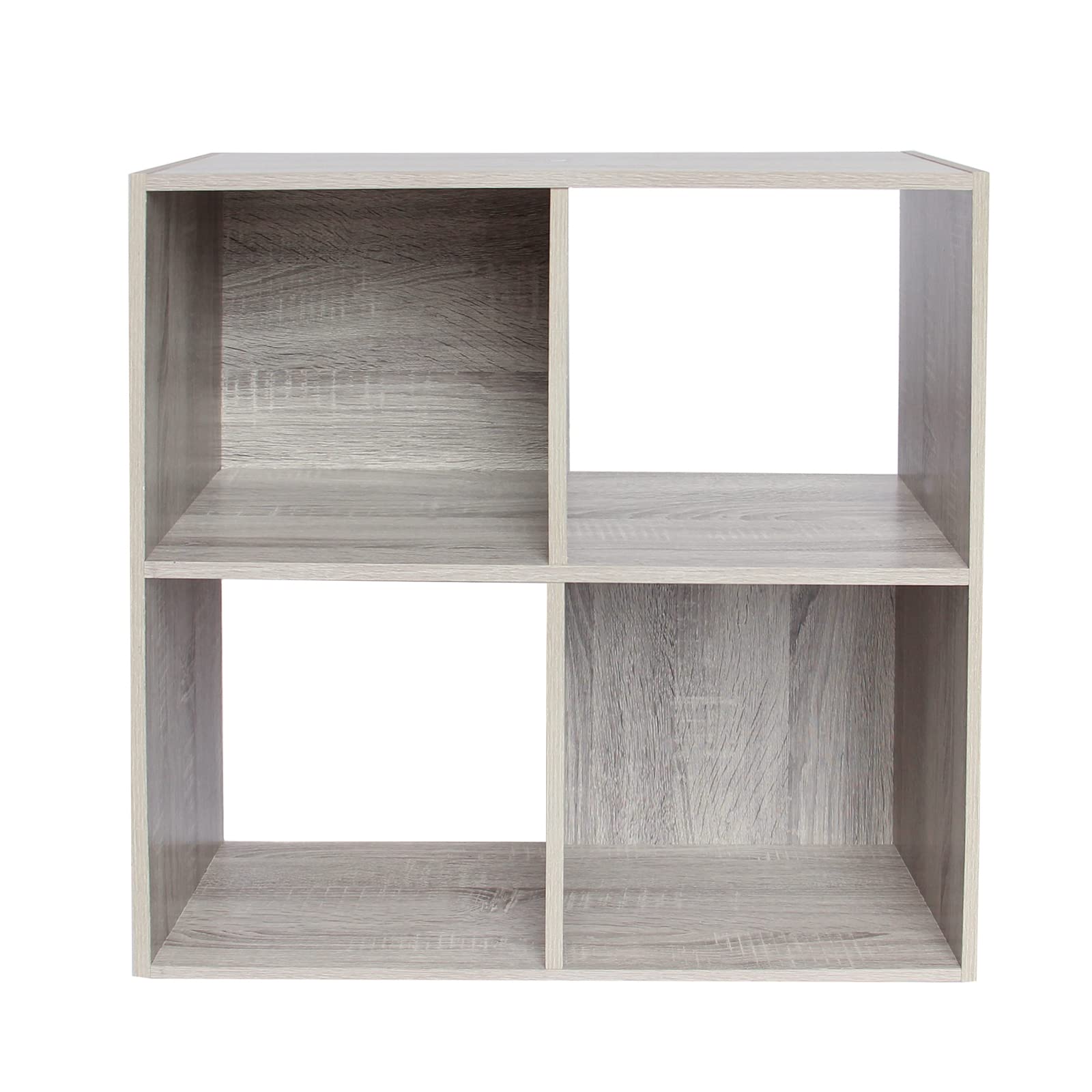 PACHIRA E-Commerce Wooden Storage Bookshelf, 4 Cube Unit Shelf, Closet Cabinet, DVD Rack File Organizer Bookcase Rack, Each Cube 11 Inch, Oak Grey