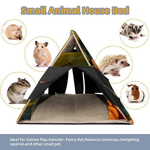 RATGDN Small Pet Hideout Scary Halloween Pumpkin Hamster House Guinea Pig Playhouse for Dwarf Rabbits Hedgehogs Chinchillas