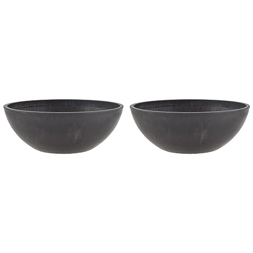 PSW Arcadia Products, Centerpiece Bowl, Fairy Garden Planter M20DC, 8 Inch, Dark Charcoal (Pack of 2)