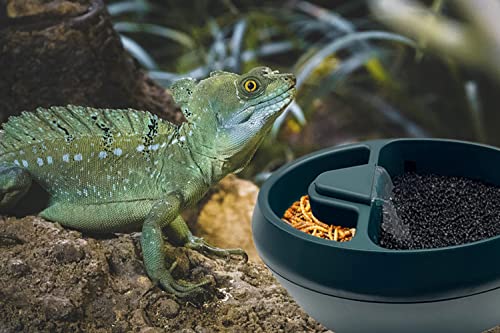 MIDOGAT 2 in 1 Reptile Water Dispenser with Treats Trough, Chameleon Water Fountain, Lizard Drinker Provided Flowing Water for Turtle Snake Spider Frog Gecko