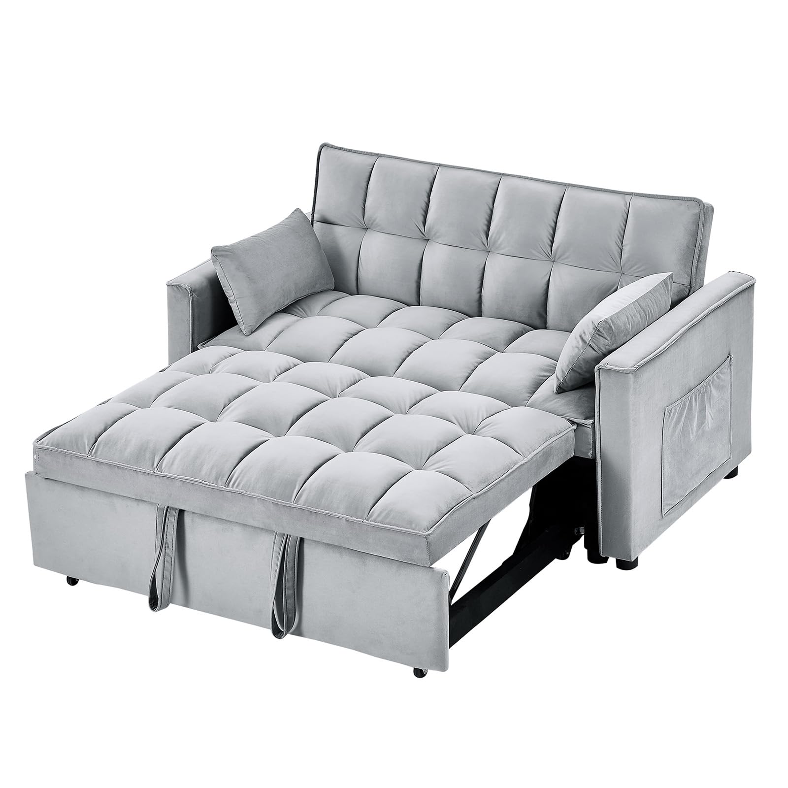 Sleeper Sofa, 3-in-1 Pull Out Couch Bed with Storage Pockets, Convertible Sofa Bed Couch with Chaise for Living Room, 3-Seater Sofa Sleeper with Pull Out Sofa Bed, Modern Loveseat Reclining Sofa Bed