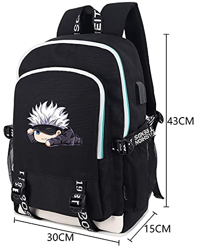 Roffatide Anime Jujutsu Kaisen Gojo Satoru Laptop Backpack with USB Charging Port & Headphone Port