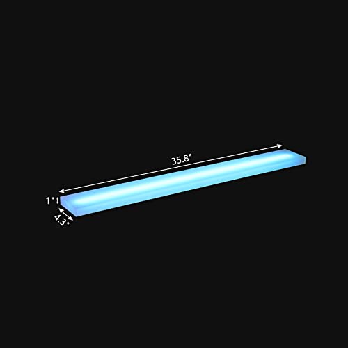 ROVSUN 1 Step 36 Inch Wall Mounted LED Lighted Liquor Bottle Display Shelf Bar Shelf with Remote Control, Illuminated Liquor Shelves LED Bar Shelves for Commercial Home Man Cave Bar Accessories