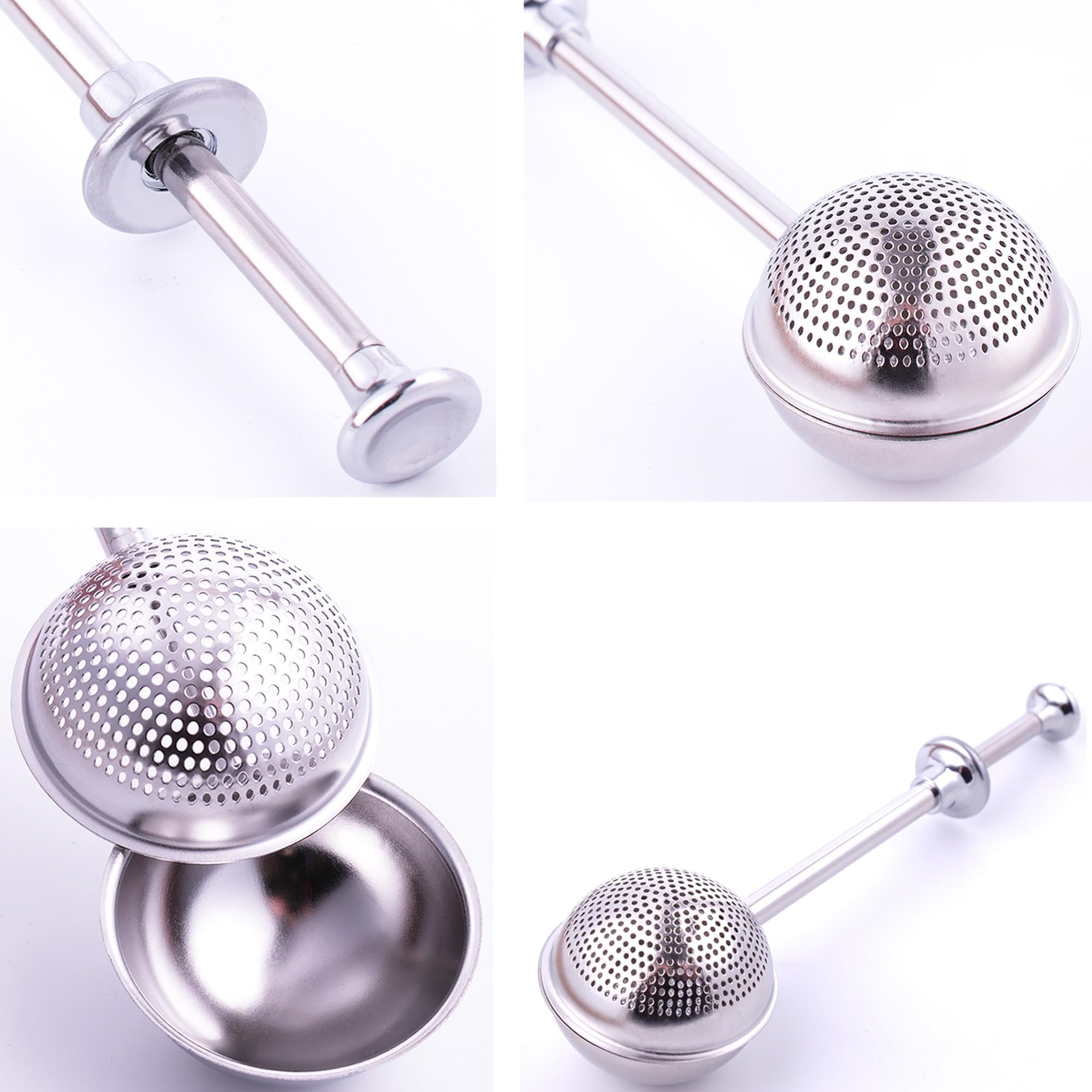 meeggrace Sugar Shaker, Flour Sifter, Flour Duster for Baking, 304 Stainless Steel Powdered Sugar Spring Duster for Baking, Flour, Spices and Tea Strainers, Household utensils, Namely, Strainers.