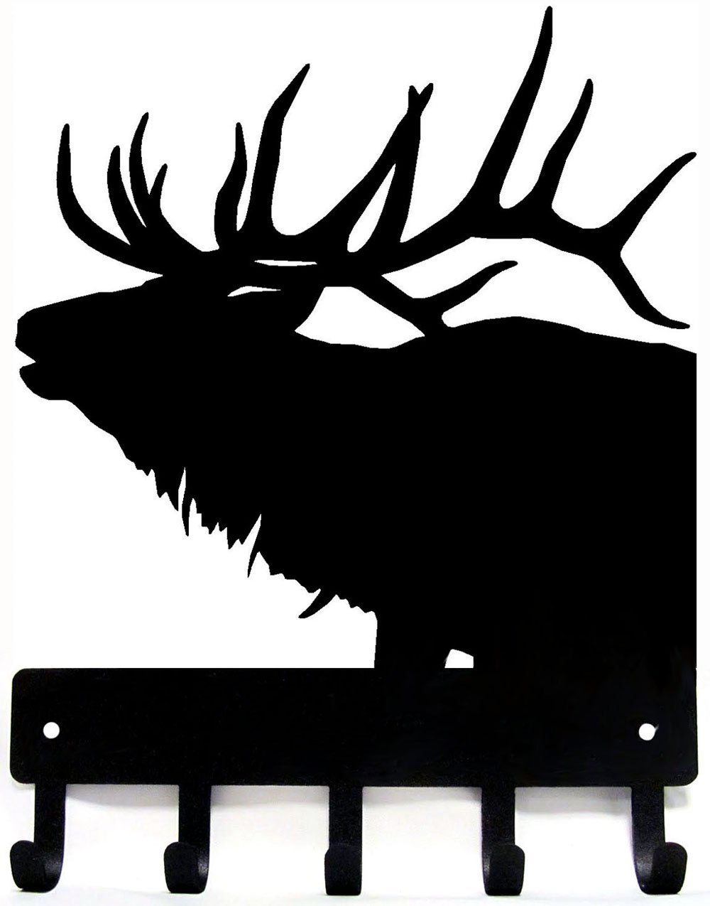 The Metal Peddler Elk Head Antlers Key Rack Hanger - Large 9 inch Wide - Made in USA; Wall Mount
