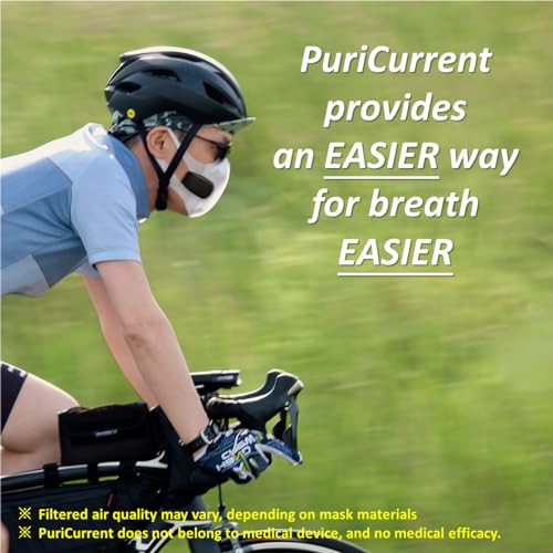 PuriCurrent-Smart, Breathe easy and ventilating by extra air, when wearing face mask or respirator. Auto-detect and regulate humidity by this Mask Fan & Personal Purifier, for more efficient (Gray)