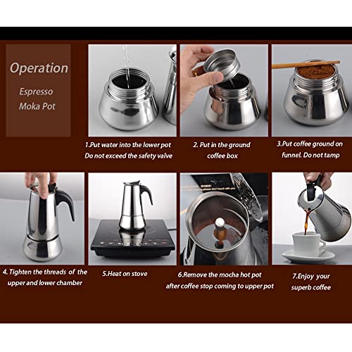 JBISJQLJ Stovetop Espresso Maker,Moka Pot, 12 Cups Italian Coffee Maker,Stainless Steel Portable Cafe Percolator Maker Coffee Pot (12 cups)