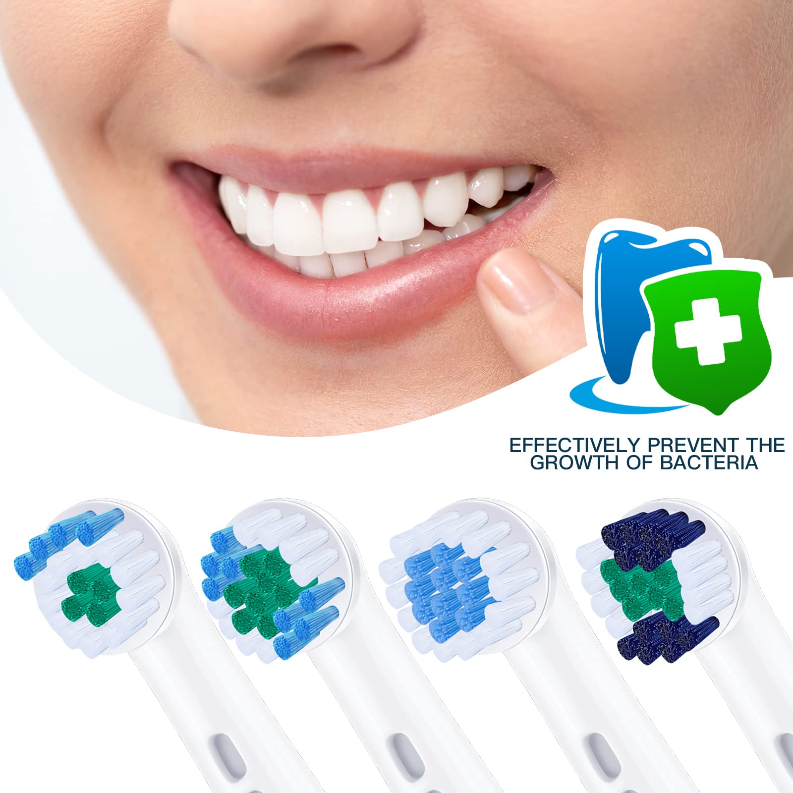 Nuenen 32 Pieces Toothbrush Heads Compatible with Oral B, Electric Toothbrush Replacement Heads Soft Bristles Brush Heads Refills, 4 Assorted Styles