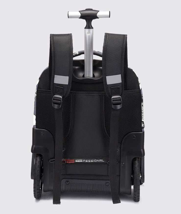 Rolling Backpack,Large Rolling Laptop Bag with Wheels for Women Adults,22inch Waterproof large Travel Laptop Backpacks,Carry On Luggage,Roller Wheeled Backpack Trolley Pack Office City (22inch, Black)