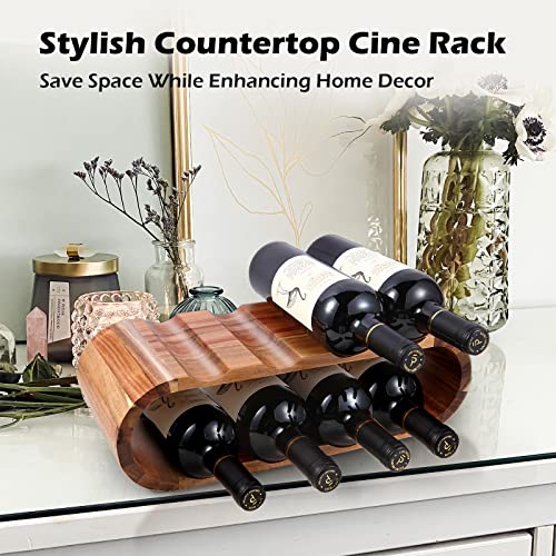 Suhnerbell Wooden 8-Bottle Wine Racks Countertop, Premium Acacia Wine Bottle Holder,countertop Wine Rack Inserts for Cabinet,Display for Home Décor and Wine Gifts, No Need Assembly