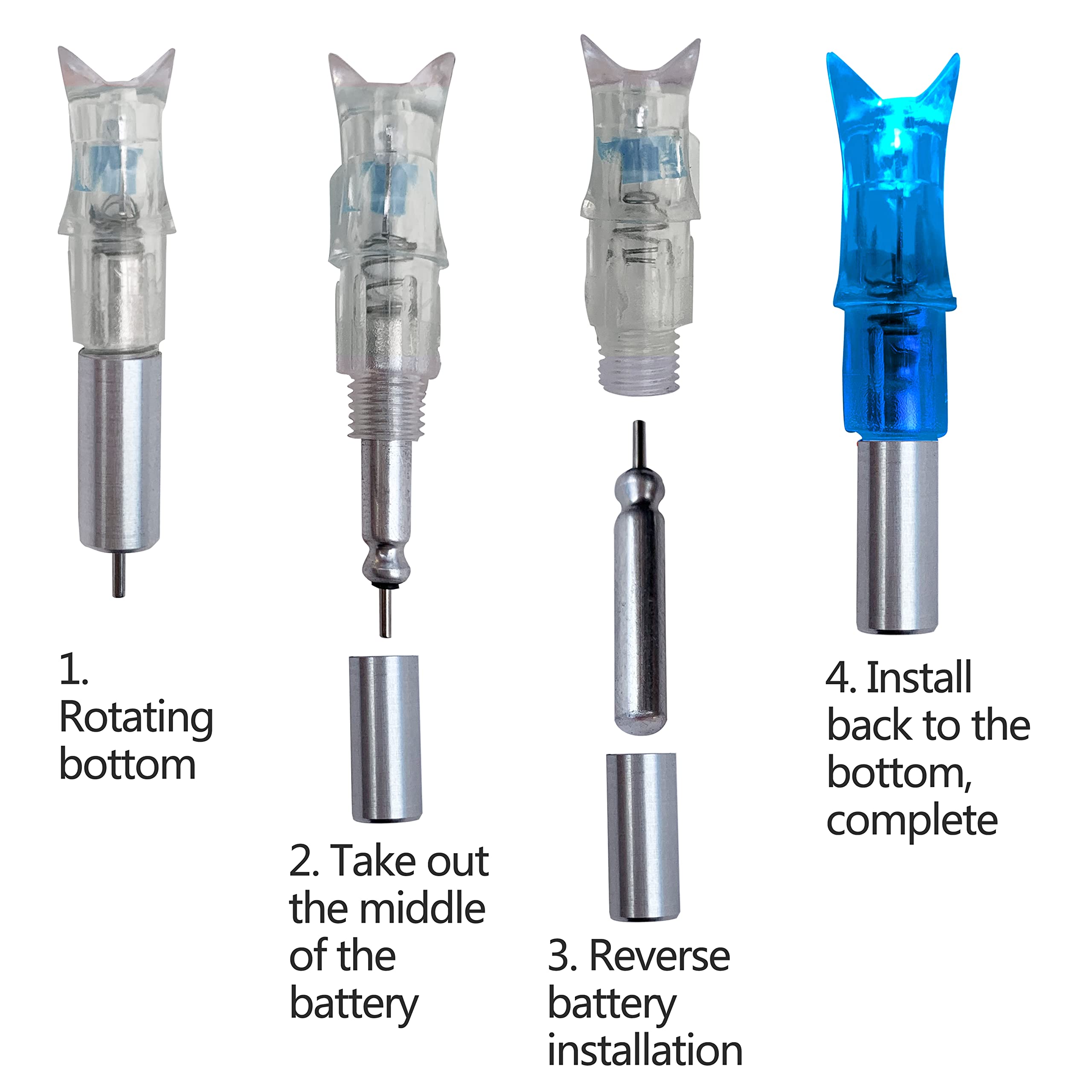 Lighted Nocks for Crossbow Arrow Bolts (Pack of 5), Crescent LED Crossbolts End .300" Inside Diameter for Archery Hunting (Blue)