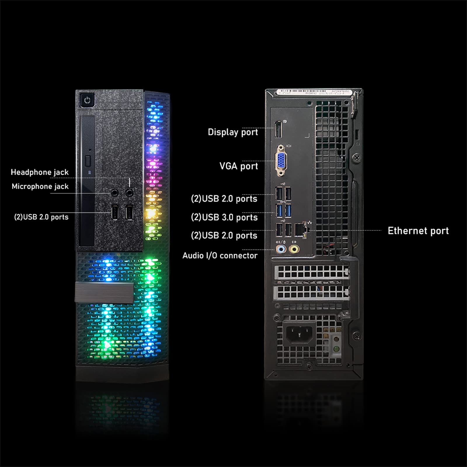 PC Treasure Box Black RGB Desktop Computer Intel Quad Core I5 up to 3.6G, 16G, 512G SSD, WiFi & Bluetooth, RGB Gaming PC Keyboard & Mouse, DVD, Windows 10 Pro (Renewed)