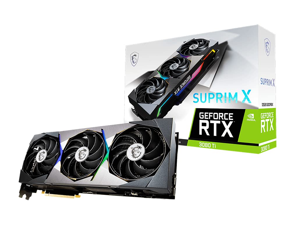 MSI Gaming GeForce RTX 3080 Ti 12GB GDRR6X 384-Bit HDMI/DP Nvlink Torx Fan 3 Ampere Architecture OC Graphics Card (RTX 3080 Ti SUPRIM X 12G) (Renewed)