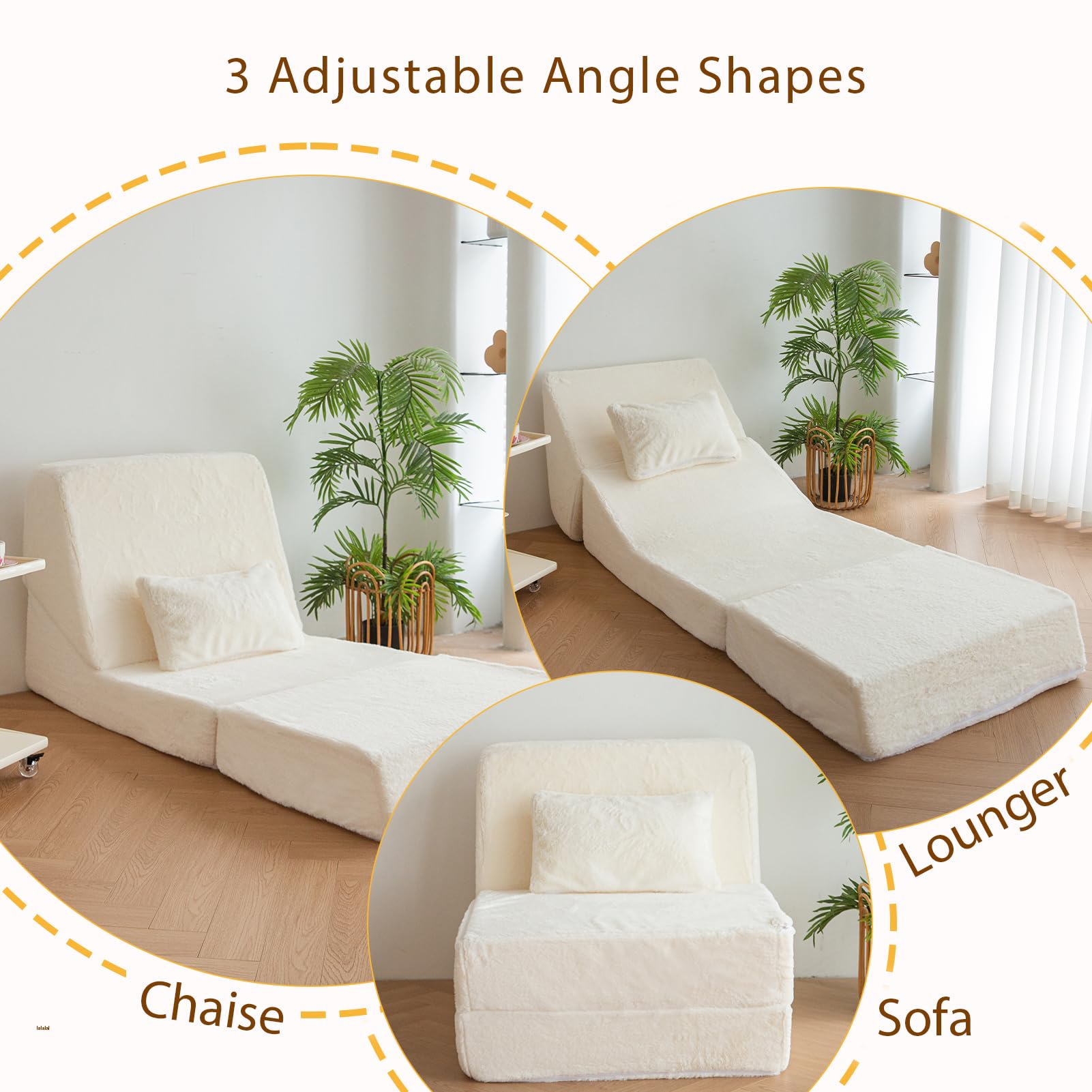 YOSHOOT 3-in-1 Folding Sofa Bed, 7 Inch Convertible Sleeper Chair with Pillow, Fold Out Couch Beds Floor Sofa Lounge for Living Room, Home Office, Playroom