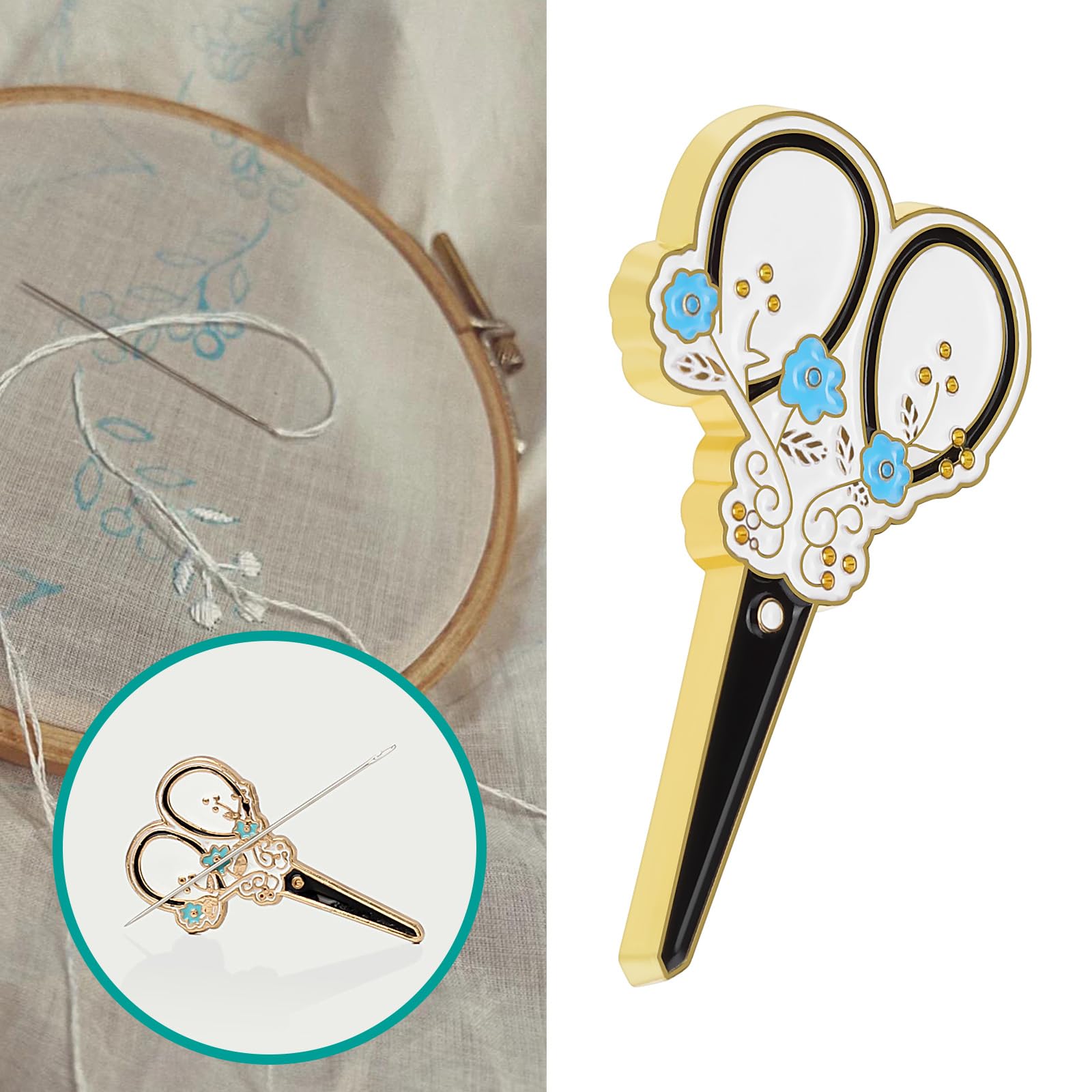 SING F LTD Scissors Shaped Magnetic Needle Keeper 4.4x2.4cm Embroidery Needle Picker Alloy Drop Glue Needle Aspirator for Sewing Embroidery Needlework Storage