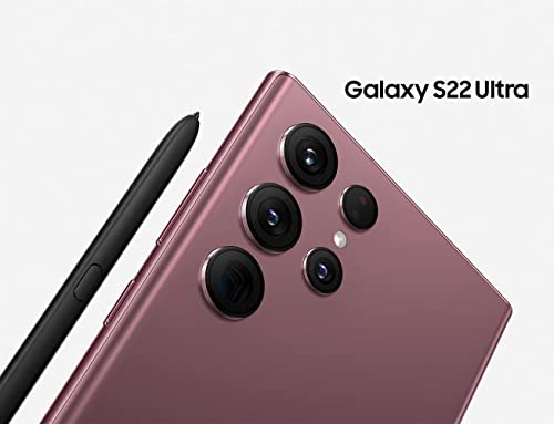 SAMSUNG Galaxy S22 Ultra S9080 5G 512GB ROM 12GB RAM Factory Unlocked (GSM Only | No CDMA - not Compatible with Verizon/Sprint) Global Version Mobile Cell Phone - Burgundy
