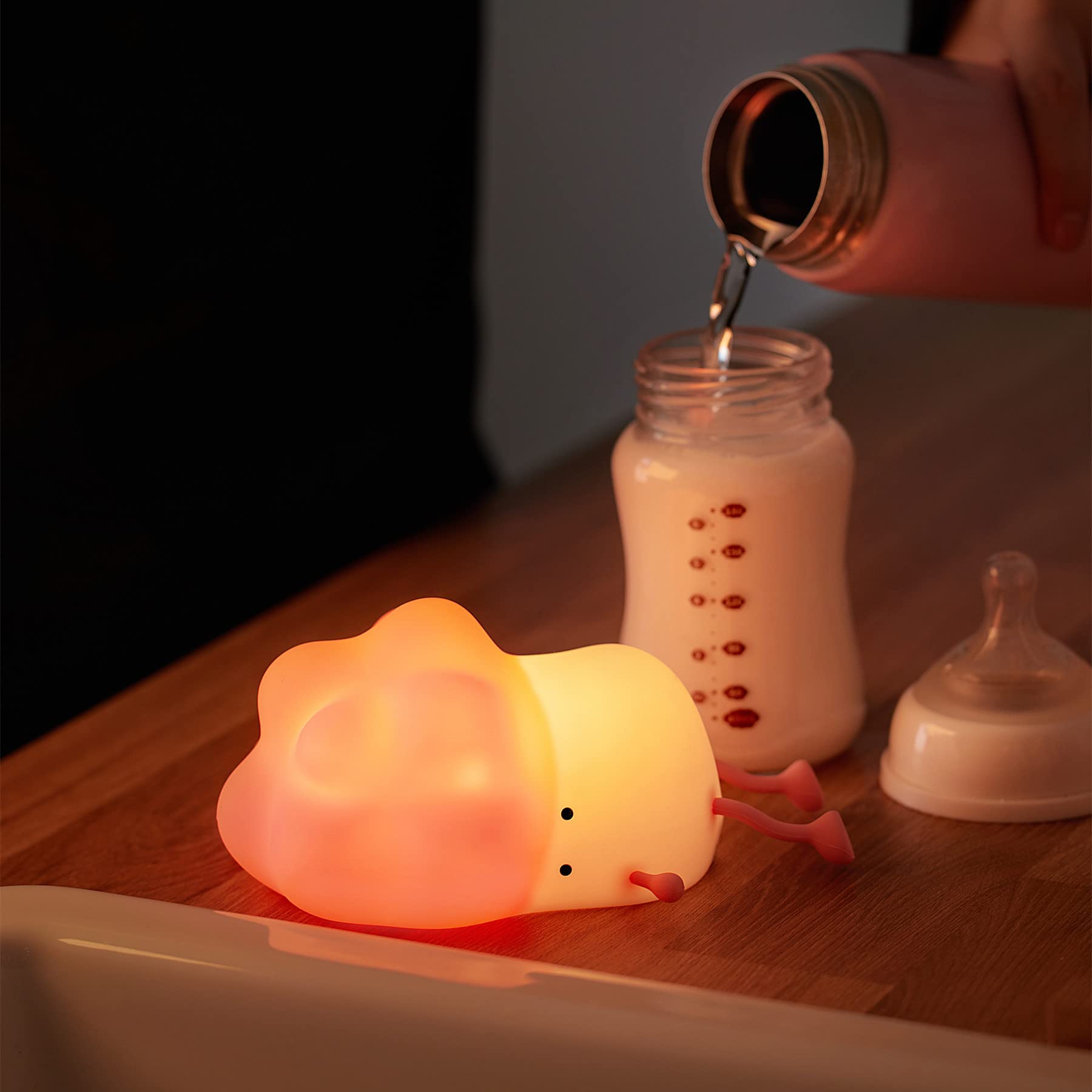 Nursery Night Lights for Kids, Cute Silicone Baby Night Light with Touch Sensor, Portable and USB Rechargeable Bunny Nightlight for Childen Lantern for Baby Vegetable Modeling (Pink)